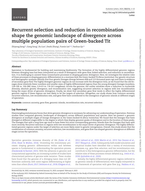 Pdf Recurrent Selection And Reduction In Recombination Shape The