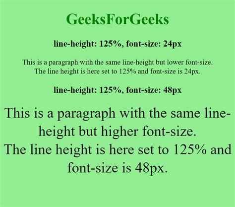 how to set line height in percent using css geeksforgeeks
