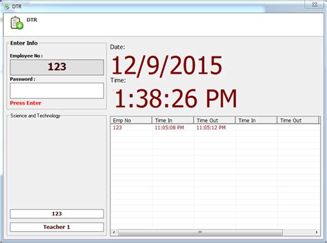 daily time record system in visual basic
