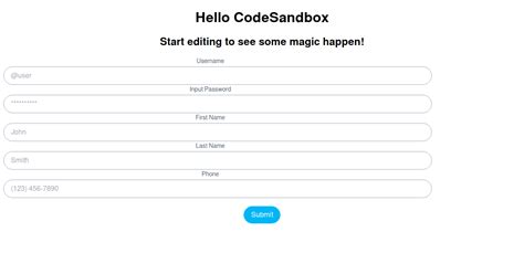 react controlled forms with hooks codesandbox