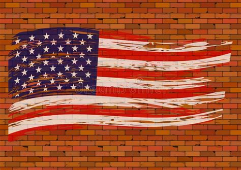 Brick Wall With A Us Flag Stock Vector Illustration Of Patriot 68429062