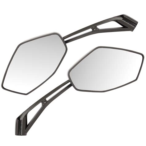Ryde Black Large Motorcycle Mirrors Universal 8mm Thread Motorbike Rear