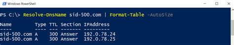 the new nslookup resolve dnsname sid 500