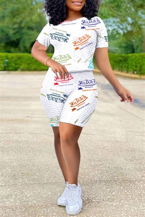 Wholesale White Fashion Casual Letter Print Basic O Neck Short Sleeve