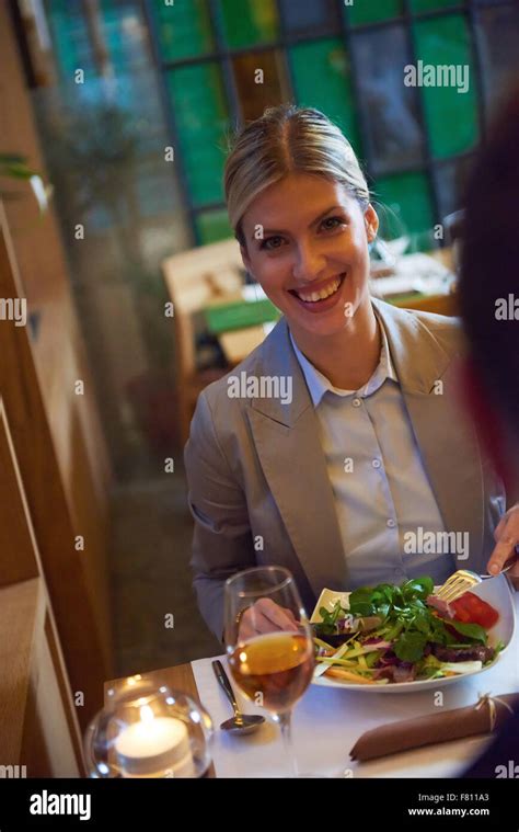 Business People Meeting In Modern Restaurant Romantic Couple Having
