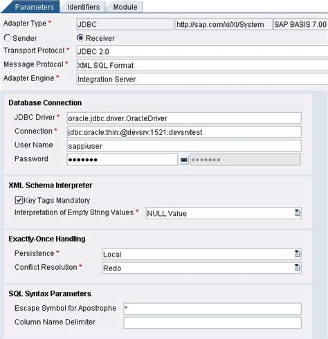 sap pi adapter series jdbc adapter configuration