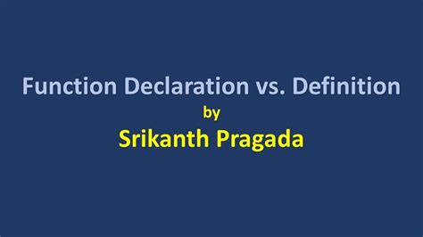 function declaration vs function definition in c language youtube