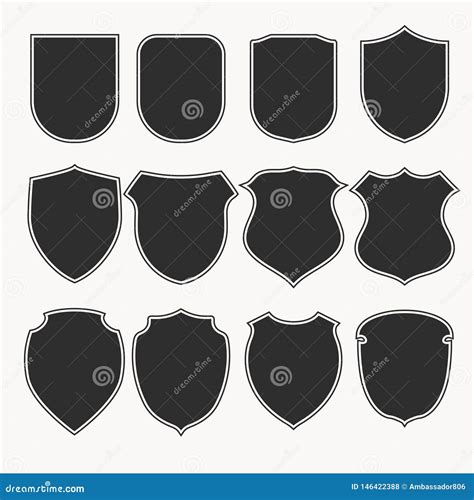 Heraldic Shields Icons Set Silhouettes Vector Illustration Stock