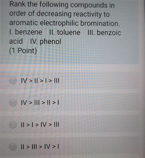 Solved Rank The Following Compounds In Order Of Decreasing