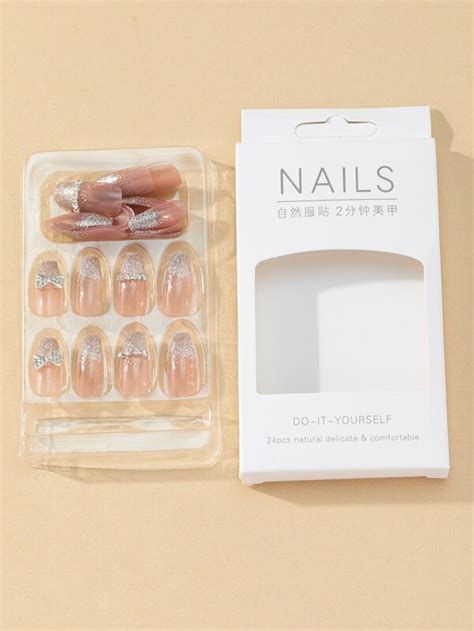 Instantly Upgrade Your Look With 24pcs Long Coffin Glitter Rhinestone
