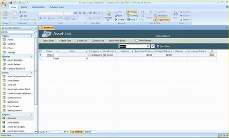 asset database template free of access database templates