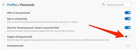 how to enable or disable password suggestions in