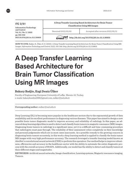 Pdf A Deep Transfer Learning Based Architecture For Brain Tumor