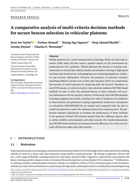 Pdf A Comparative Analysis Of Multi‐criteria Decision Methods For