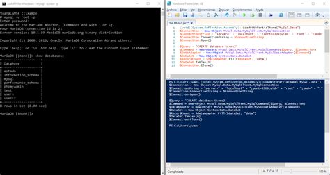 crear una base de datos en mysql con powershell operating systems