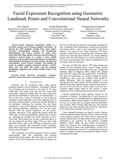 Pdf Facial Expression Recognition Using Geometric Landmark Points And
