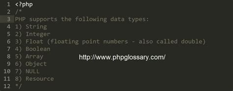 what are the php datatypes and their usage in php php glossary