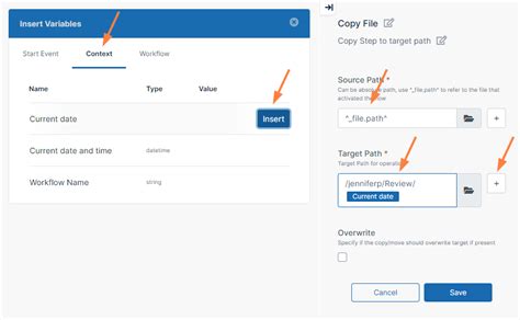 using variables in workflows filecloud docs server