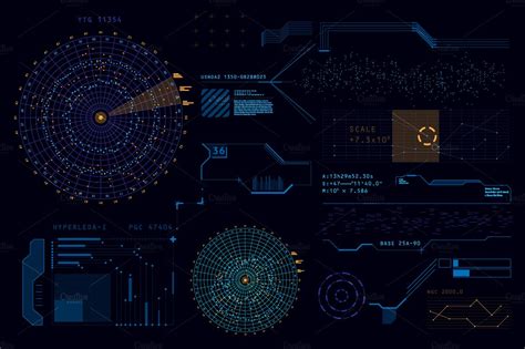 futuristic hud touch gui elements ~ illustrations ~ creative market