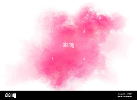 Pink Dust Splatter On Background Pink Powder Explosion On White