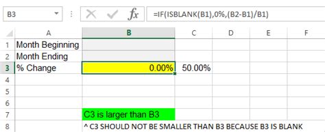 vba excel says blank cells are larger than a percent