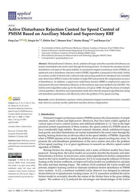 Pdf Active Disturbance Rejection Control For Speed Control Of Pmsm