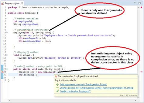 java parametrized constructor with example benchresources