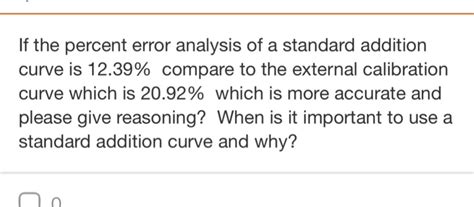 Solved If The Percent Error Analysis Of A Standard Addition