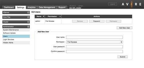 administration users — avere os configuration guide