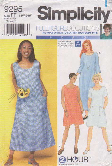 Simplicity Sewing Pattern 9295 Womens Plus Sizes 18w 24w 2 Hour Shift A