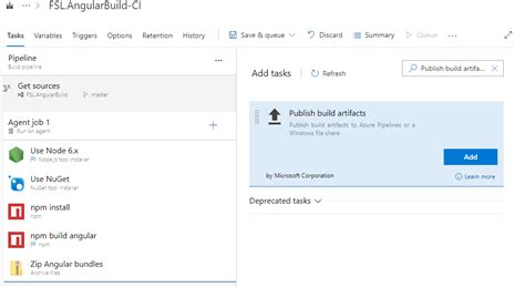 angular setting up a build in azure devops