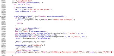 console error setting up fake worker failed while using in react