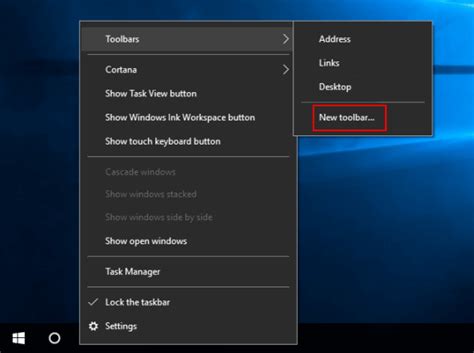 add quick launch toolbar to taskbar on windows 10 pc