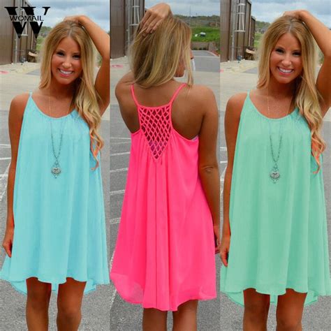 Womail Fashion Women Spaghetti Strap Back Howllow Out Summer Chiffon