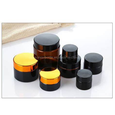 30g 50g 100g Amber Color Round Glass Cosmetic Cream Jar China