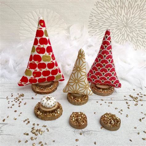 3 Sapins De Noël Décorations De Noël Sapins En Tissus Rouges Etsy