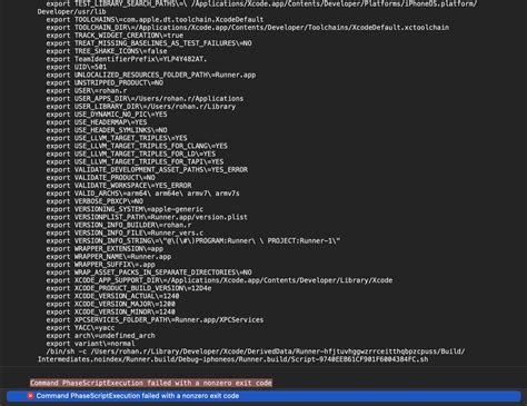 ios xcode error command phasescriptexecution failed with a nonzero
