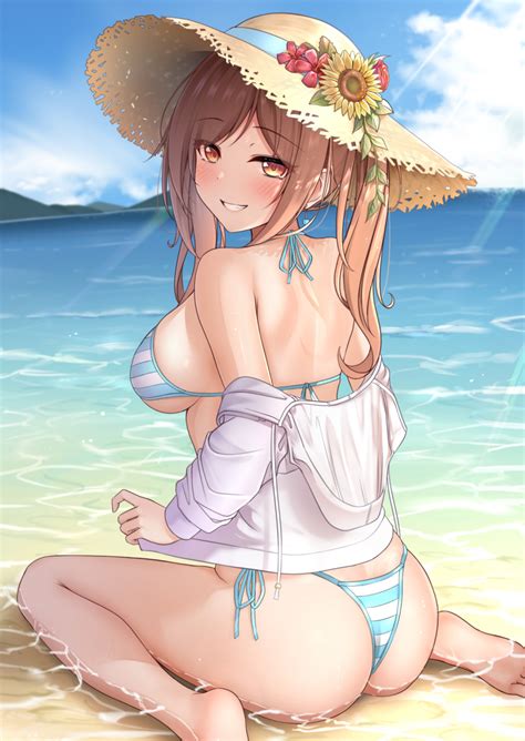 rule 34 amber eyes ass back bangs bare shoulders barefoot beach