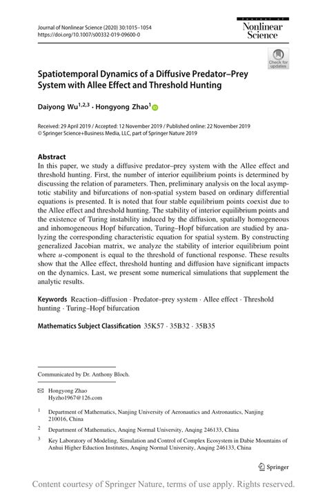 Spatiotemporal Dynamics Of A Diffusive Predator Prey System With Allee