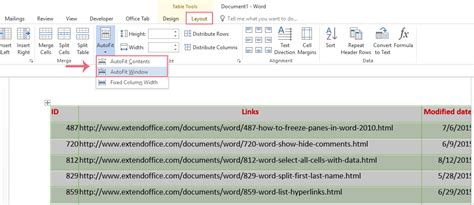 how to paste excel table to word and make table content fit to page