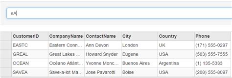 filtering asp mvc controls componentone