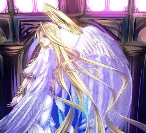 The Big Imageboard Tbib 1girl Angel Angel Wings Blonde Hair Dress