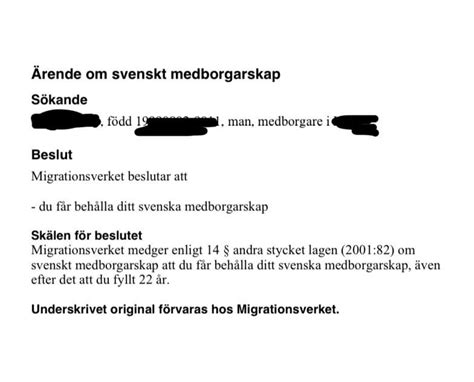 Filed A Request To Retain My Swedish Citizenship It Got Approved R