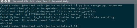 python consider setting pythonhome to [ ] error stack overflow