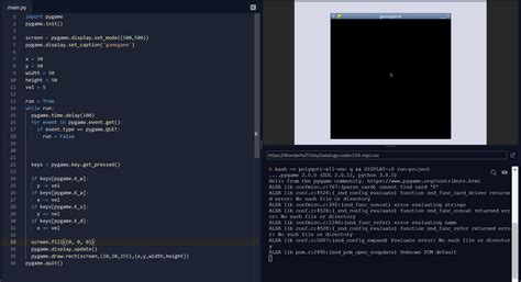 error in moving rectangle in pygame replit