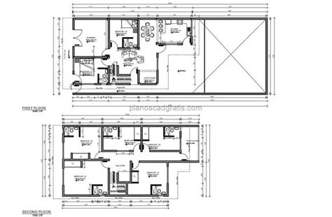Casa 2 Pisos 8x15 Mts Con Tejado Planos De Autocad 510211 Planos Cad