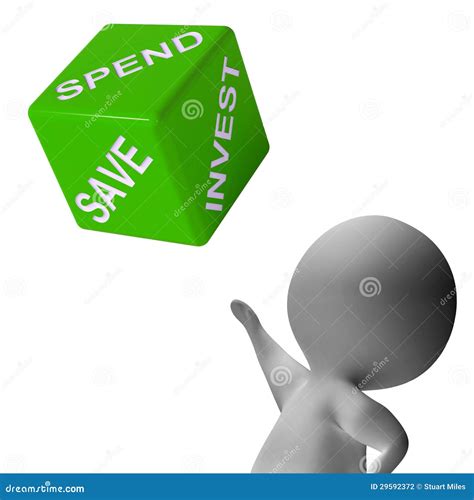 Spend Invest Or Save Dice Shows Budgeting Stock Illustration