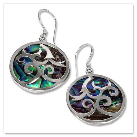 Hawaiian Island Jewelry Abalone Shell And Sterling Silver Earrings
