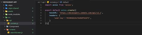using zomato s api in react native app creating food app