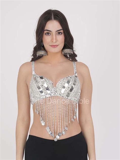 Women Belly Dance Bra Stylish Sequin Tassel Beaded Top The Dance Bible